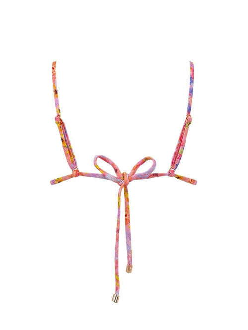 Triangle Drawstring Bikini Top | Tanning Swimwear | Pink Floral Bather