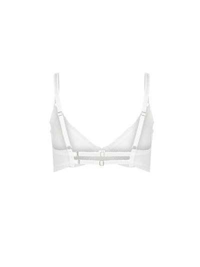 White Lace Demi Bra | Sheer Checkered Detailing